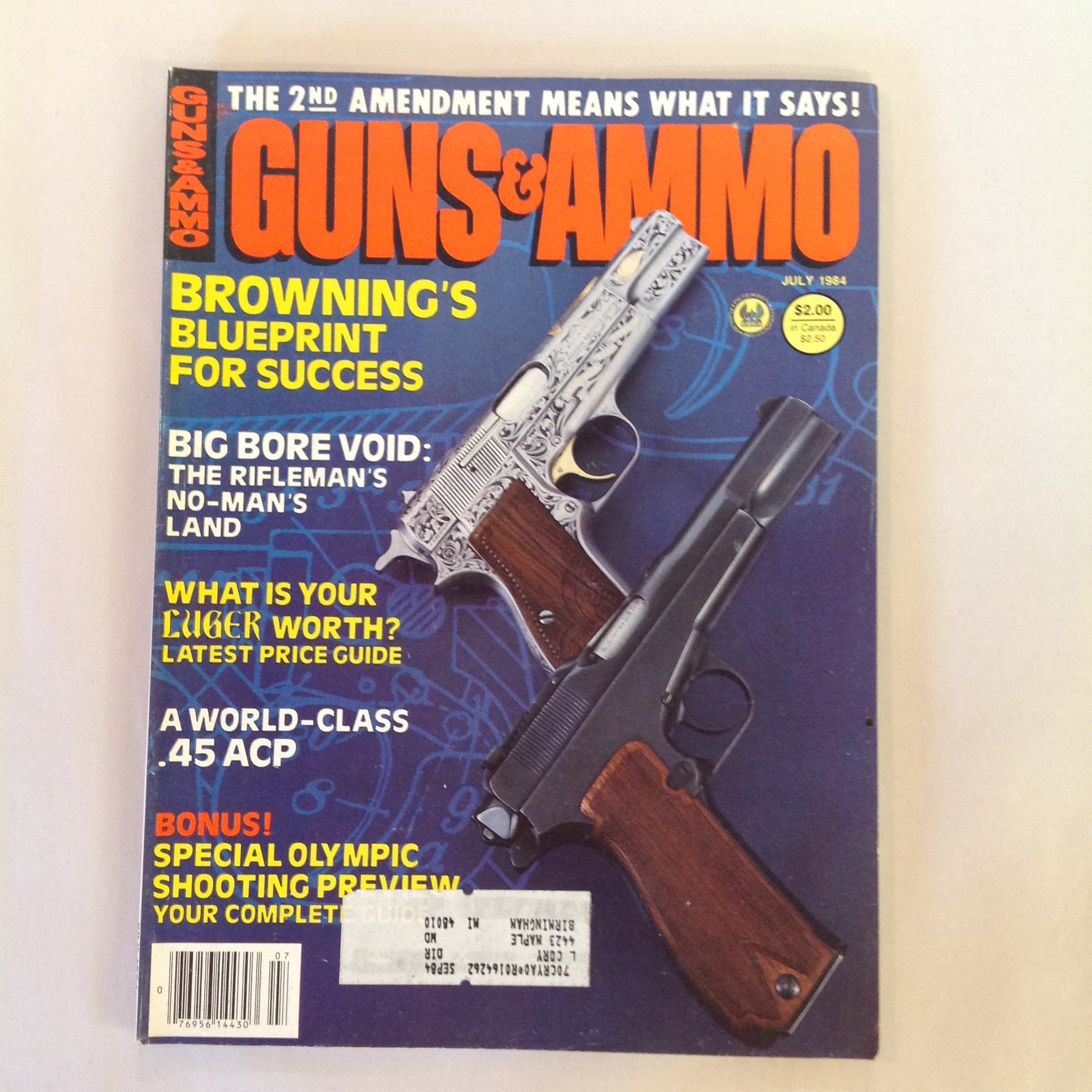 Vintage Jul 1984 Guns & Ammo Magazine Browning's Blueprint Olympic Sho ...