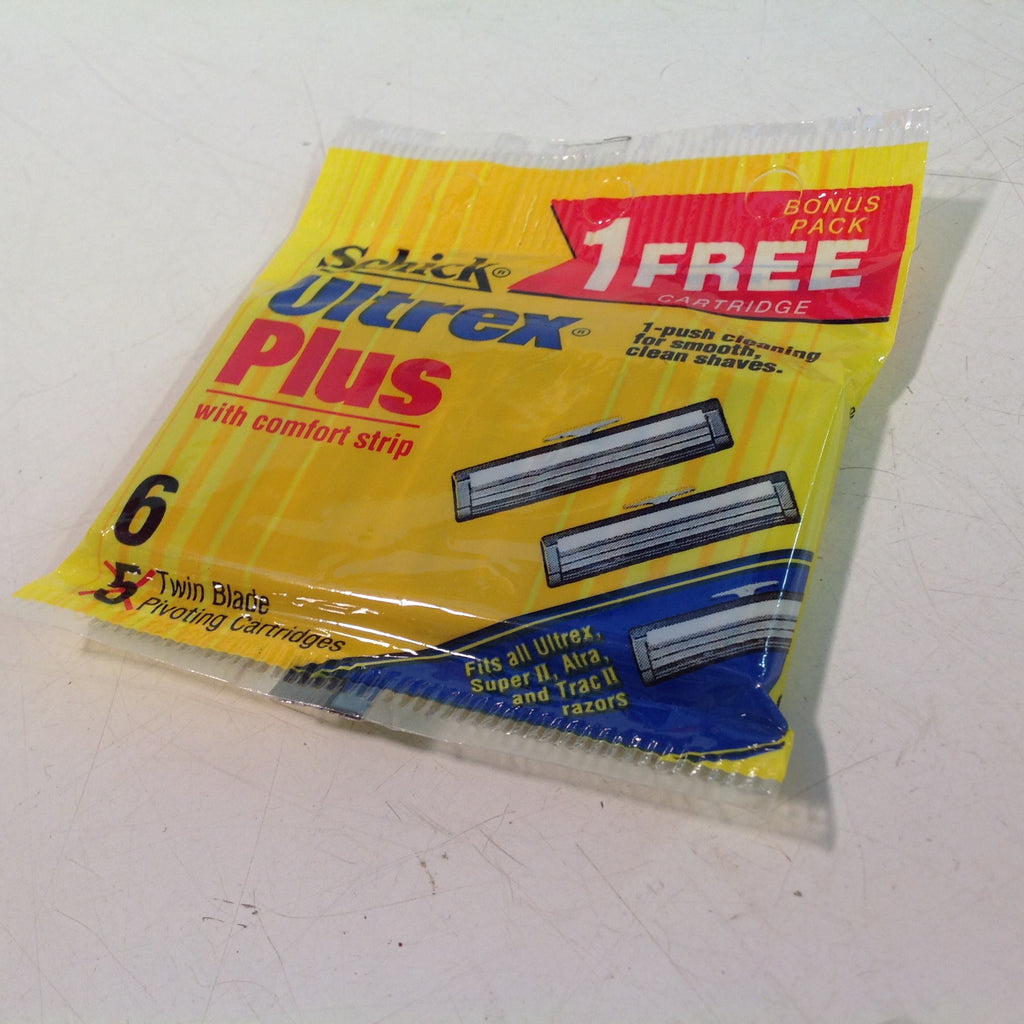 Vintage 1989 NOS SCHICK Ultrex Plus Pack 6 Twin Blade Pivoting Cartrid ...