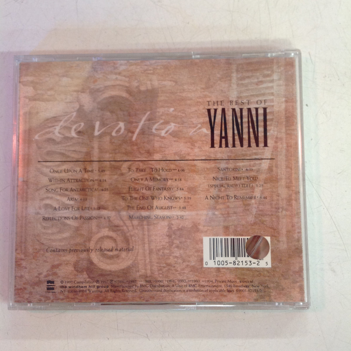 CD 1997 Yanni Devotion Best Of 01005-82153-2 – Time Warp, LLC